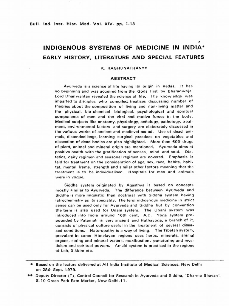 Indigenous Systems of Medicine in India Early.1 | PDF | Ayurveda | Vedas