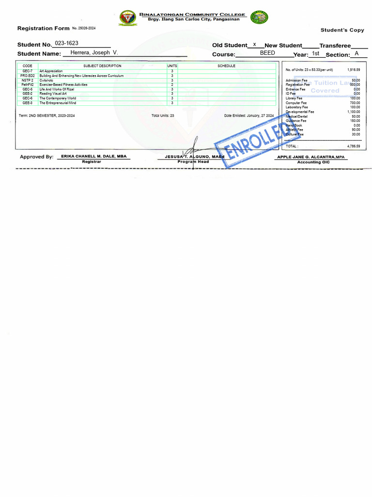 2nd Semester Course Schedule 2023-2024 | PDF