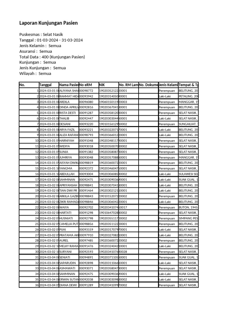 Laporan Kunjungan Pasien (9) | PDF