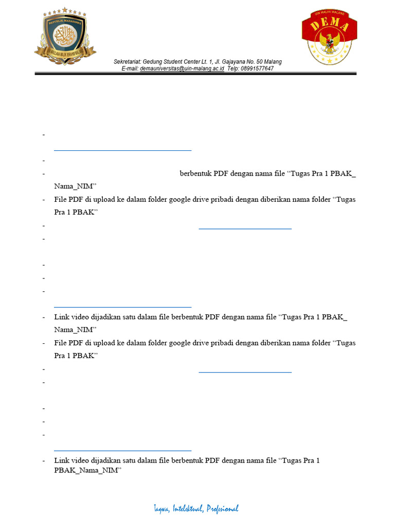 Panduan Penugasan PBAK UIN Malang 2024 | PDF