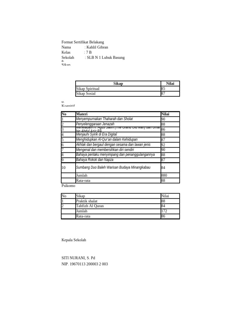 Format Penilaian Pesantren Ramadhan | PDF