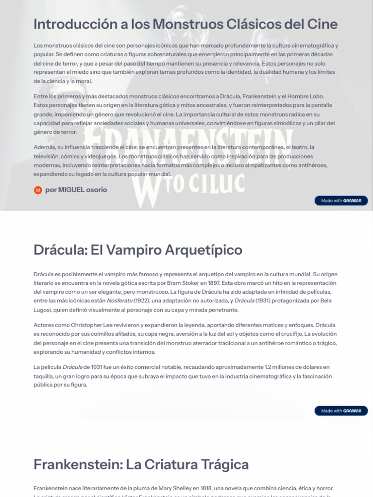 Monstruos Clásicos del Cine de Terror | PDF | Ficción de terror | Vampiros