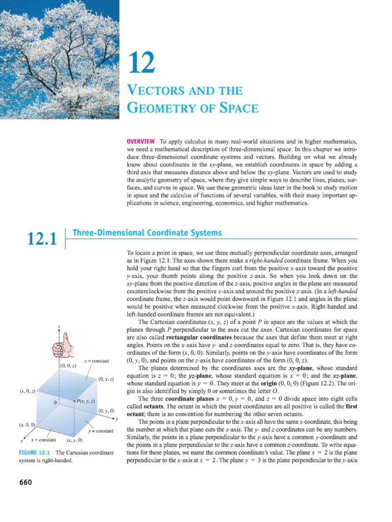 Chapter 12 Pdf Cartesian Coordinate System Euclidean Vector