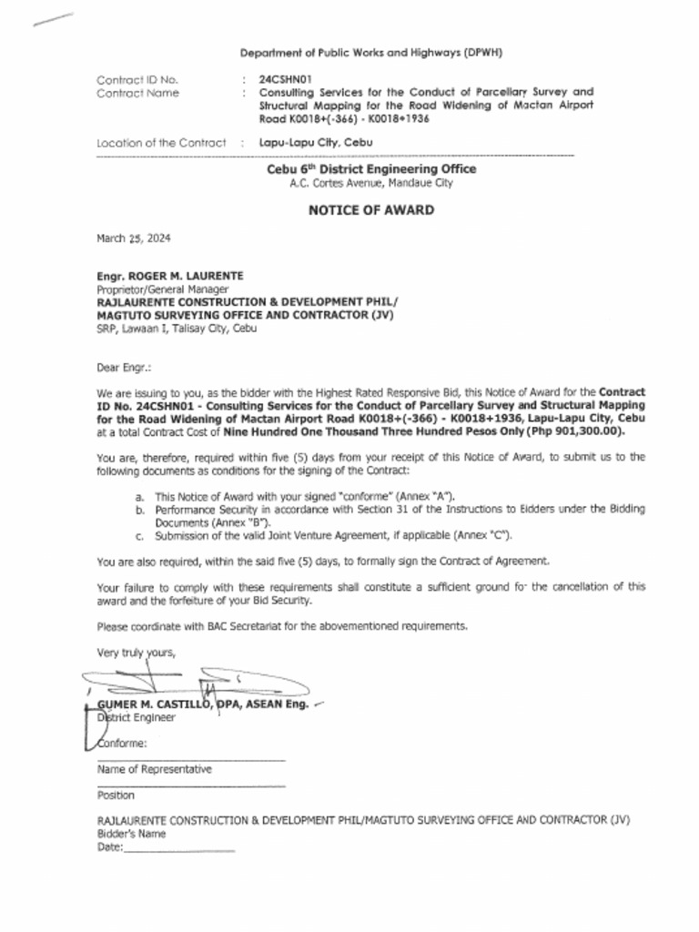 Notice of Award | PDF