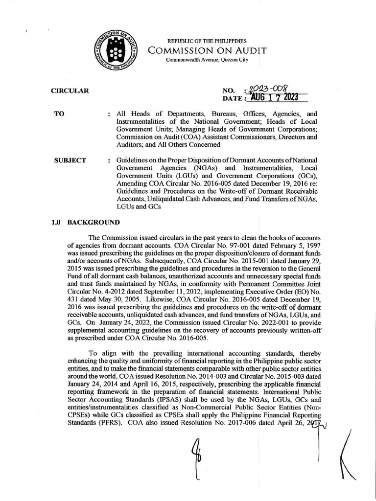 COA Circular No. 2023-008 | PDF