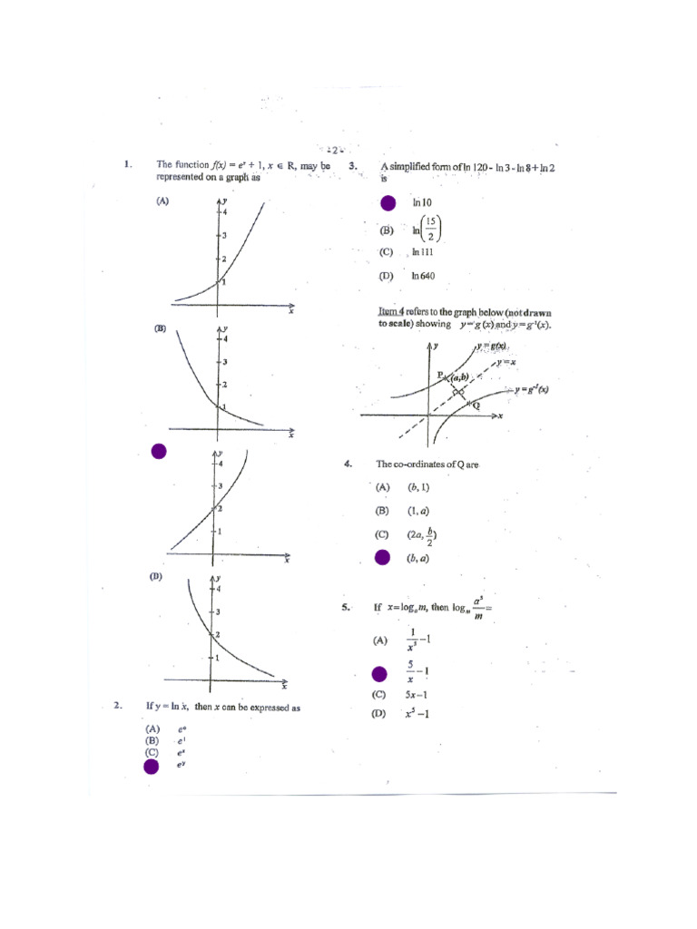 CAPE Pure Mathematics Unit Two Paper Ones with Solutions | PDF ...