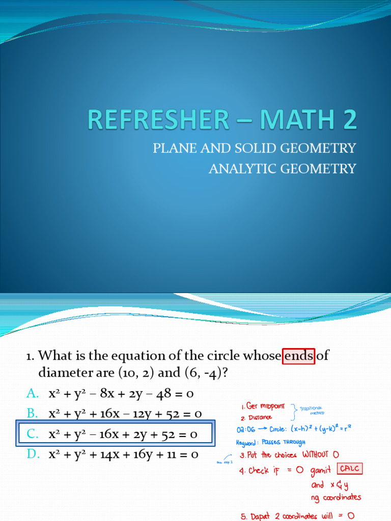 Refresher Math 2 Dlsud Complete Soln | PDF | Area | Elementary Geometry