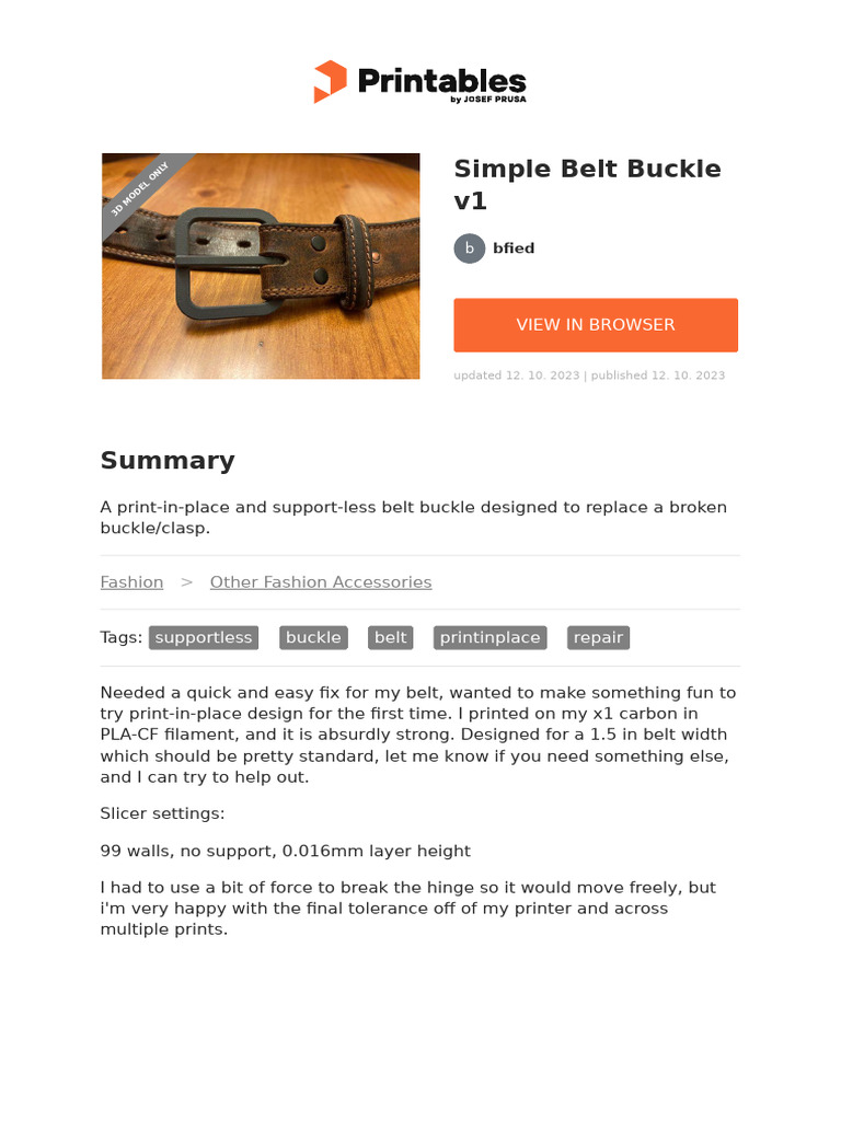 Simple Belt Buckle v1 | PDF
