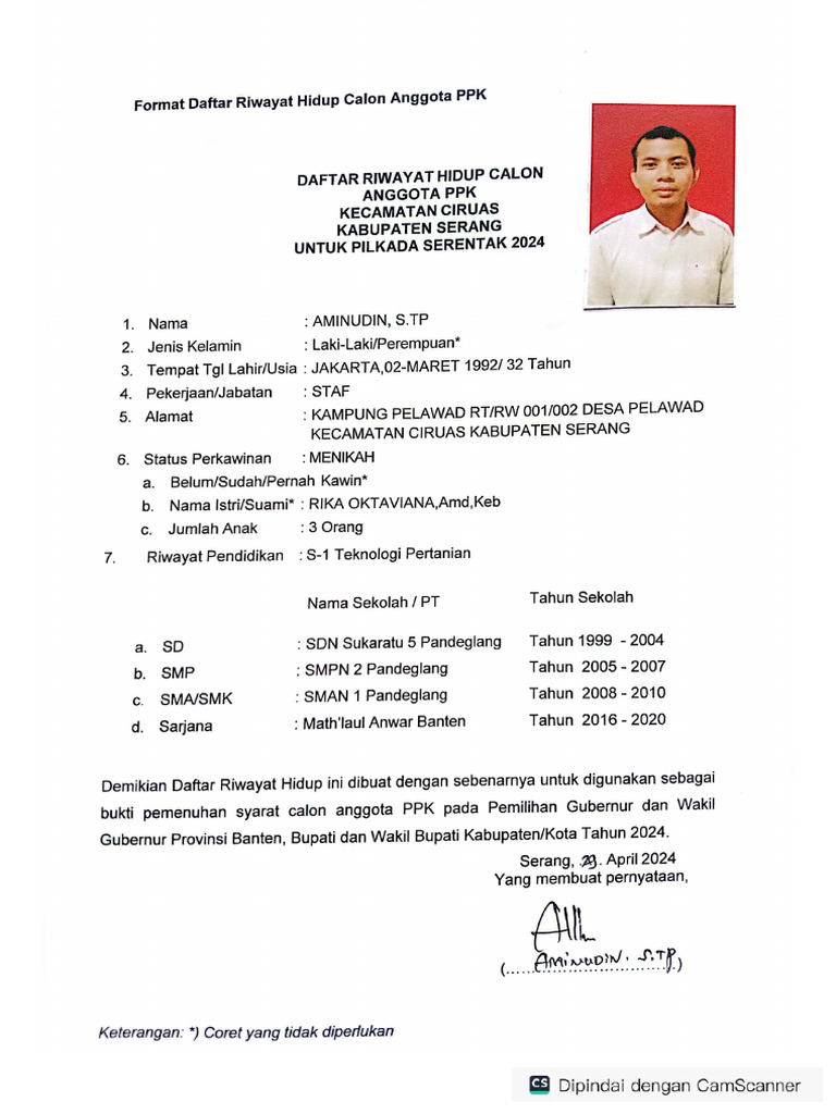 Daftar Riwayat Hidup Calon Anggota PPK_2 | PDF