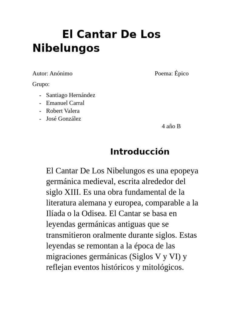 El Cantar de Los Nibelungos | PDF