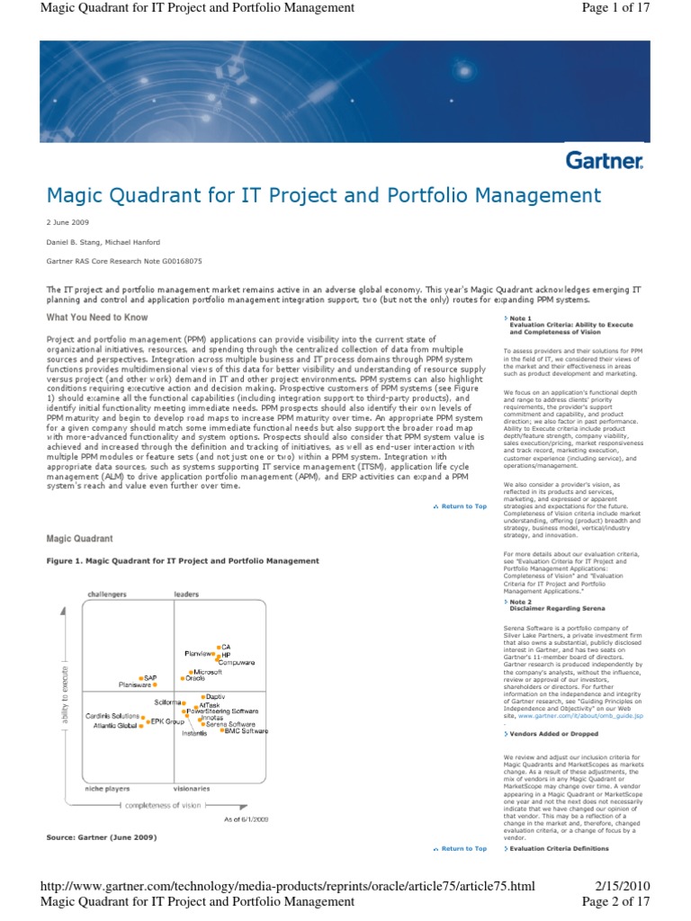 Magic Quadrant For IT Project and Portfolio Management | PDF ...
