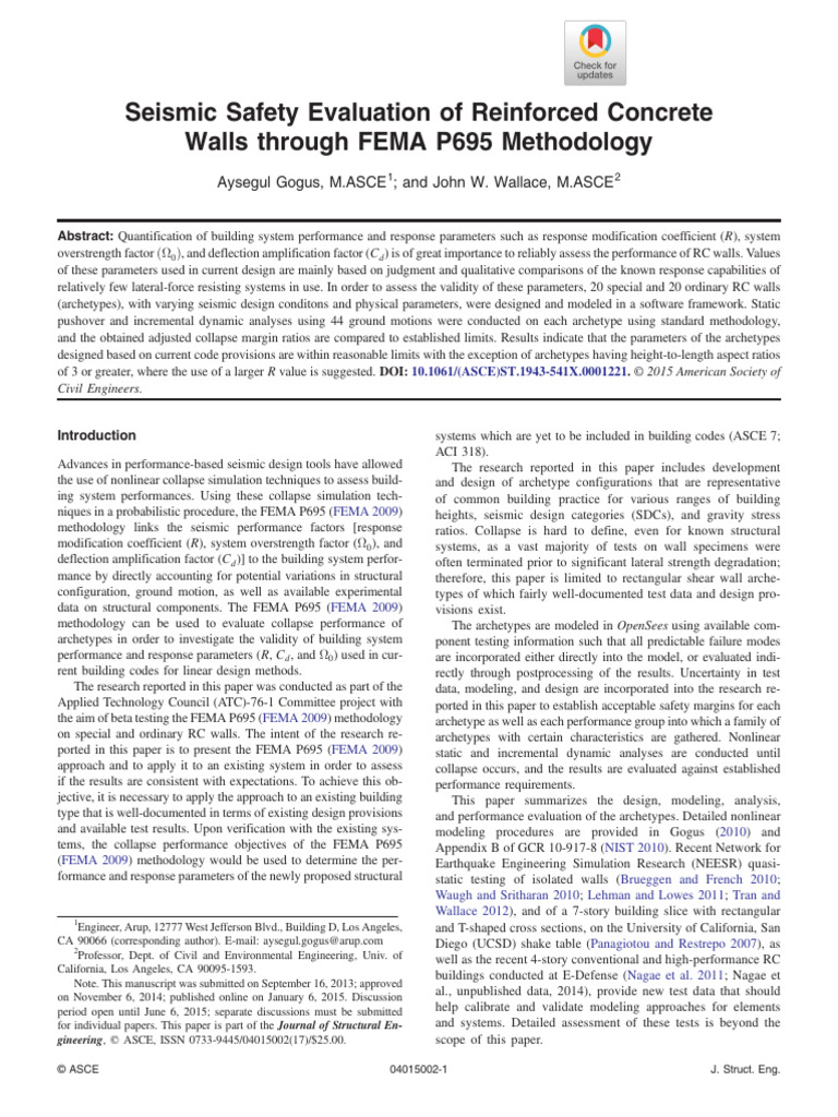 Gogus Wallace 2015 Seismic Safety Evaluation of Reinforced Concrete ...