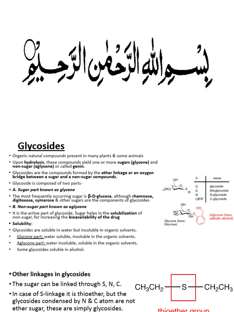 Lecture 13 Glycosides | PDF | Organic Compounds