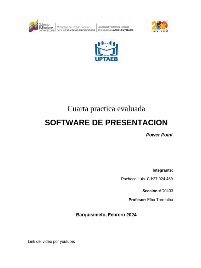 Cuarta Practica evaluadaLUISPACHECOAD0403 | PDF