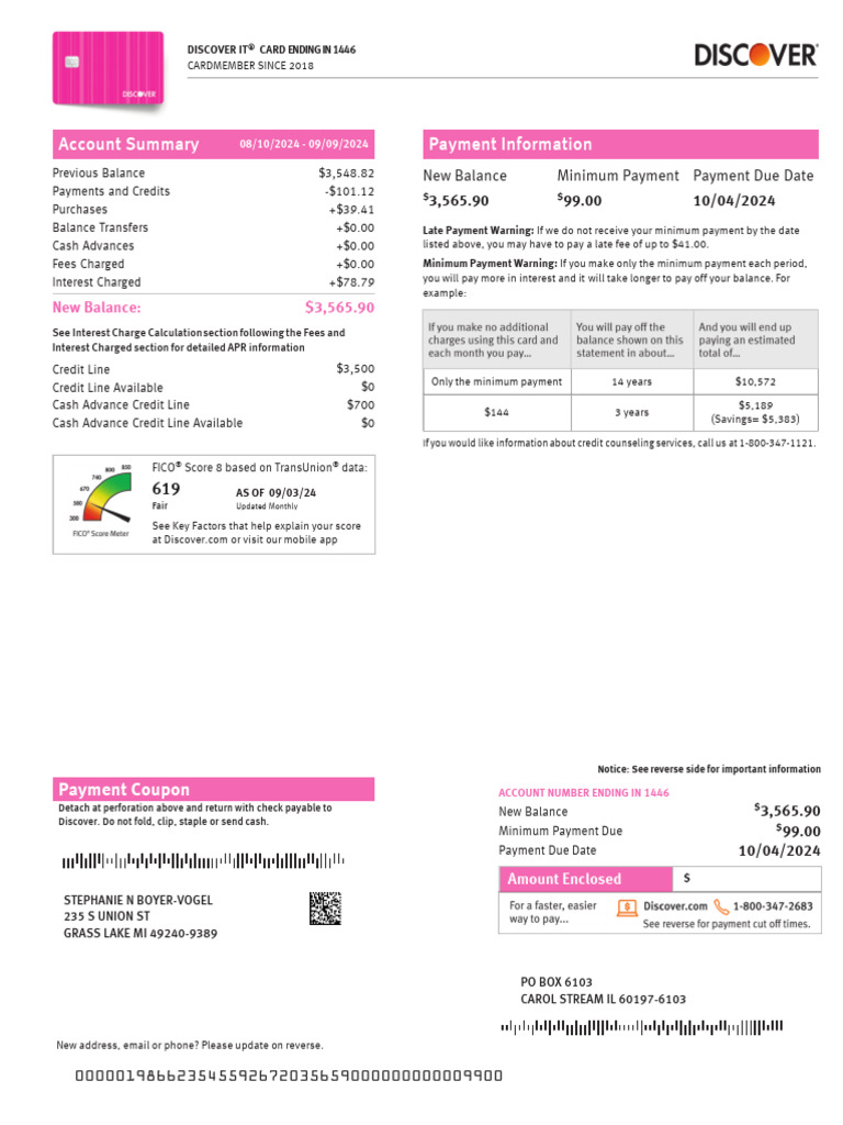 Discover Statement 20240909 1446 | PDF | Credit Card | Credit Score