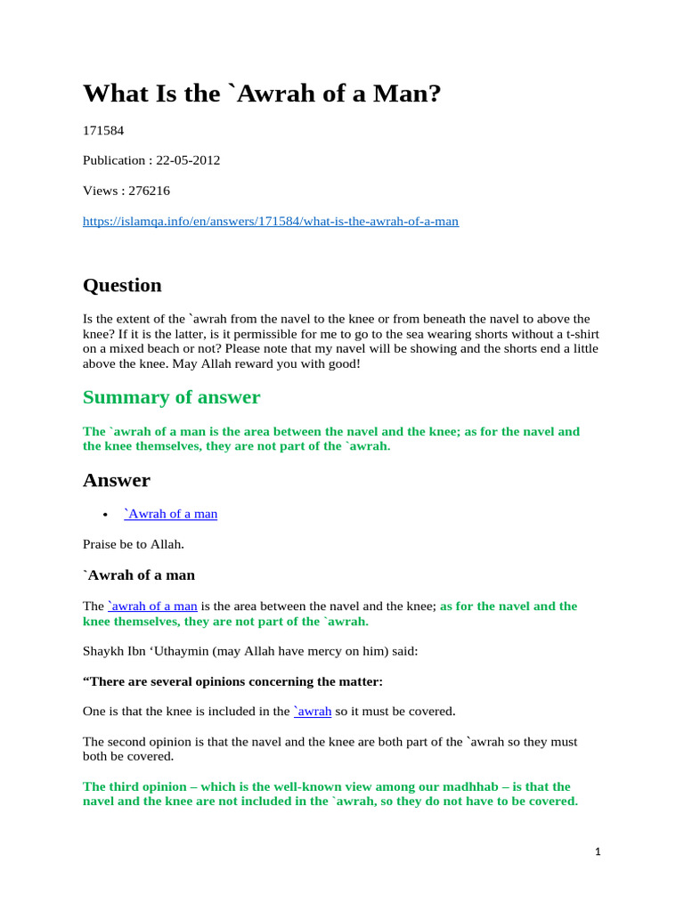 What Is The Awrah of Men | PDF | God In Islam | Muhammad