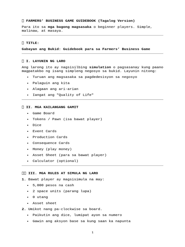 Farmers Guide Fbs Simulation | PDF