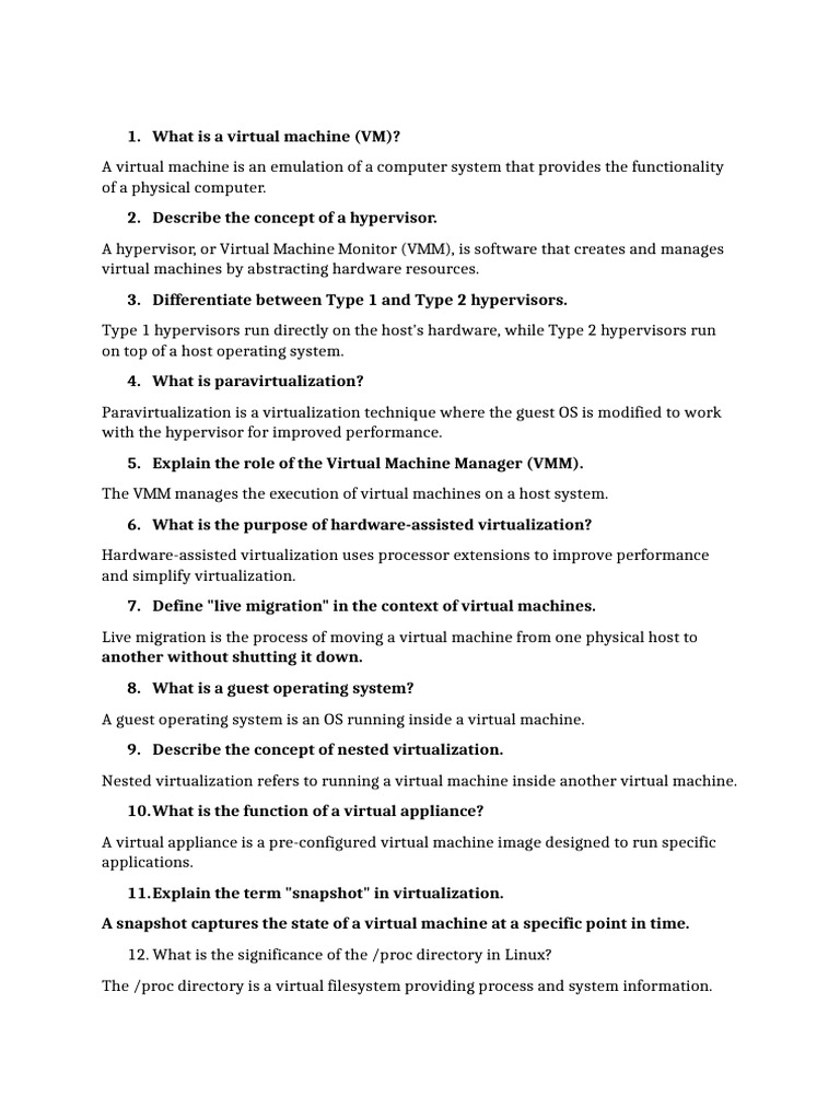 Unit V Questions and Answers | PDF | Virtual Machine | Virtualization