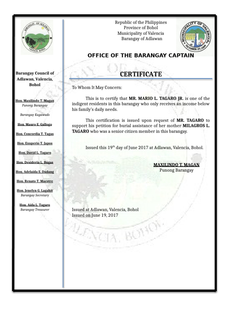 Burial Assistance Certification for Indigent | PDF