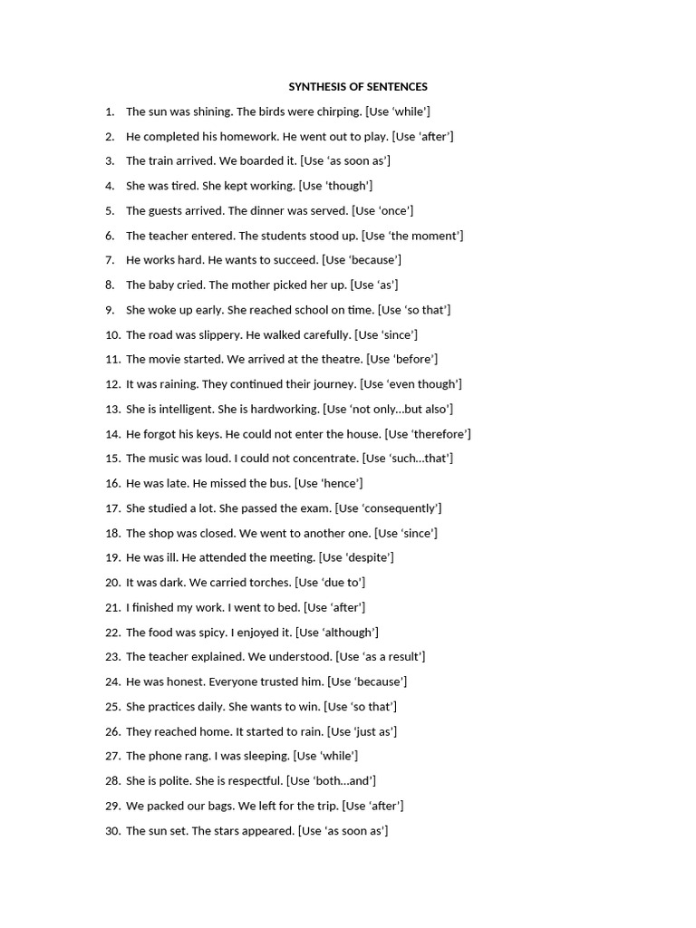 Synthesis of Sentences | PDF