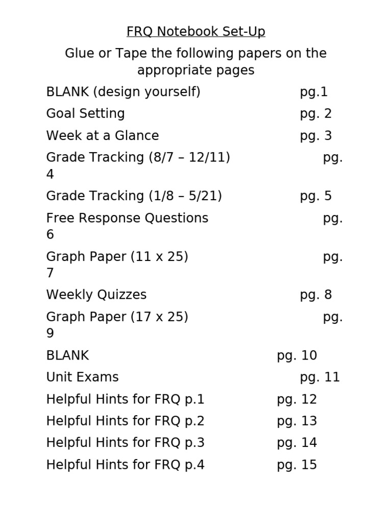 FRQ Notebook Organization Guide | PDF