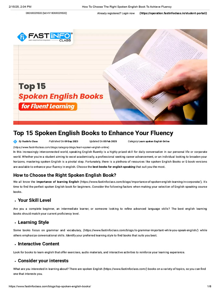 How To Choose The Right Spoken English Book To Achieve Fluency | PDF ...