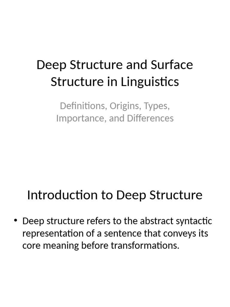 Deep vs Surface Structure | PDF