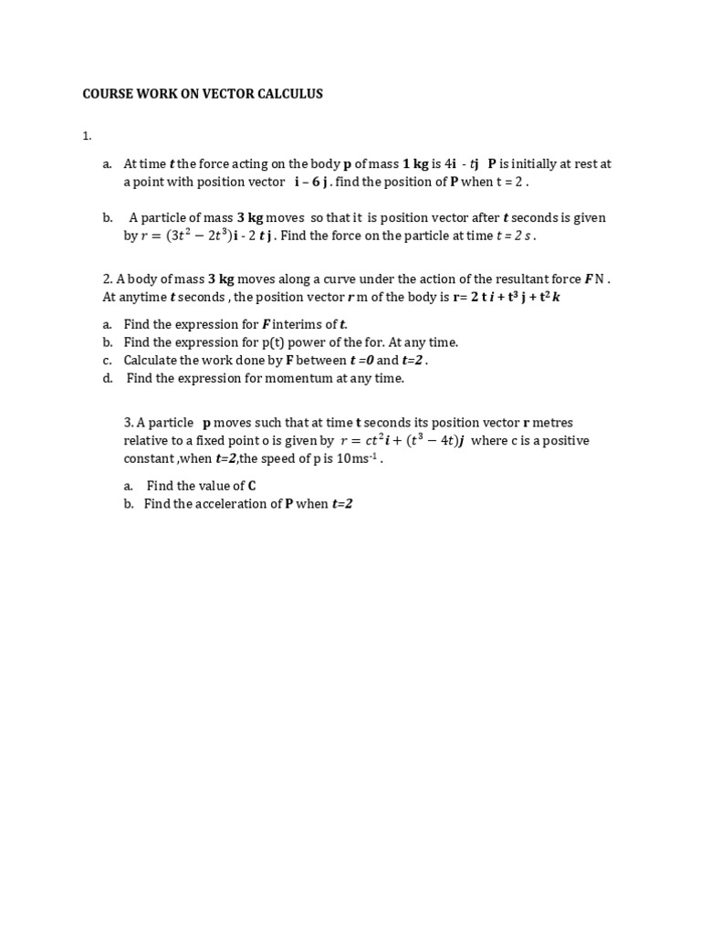 Course Work On Vector Calculus | PDF