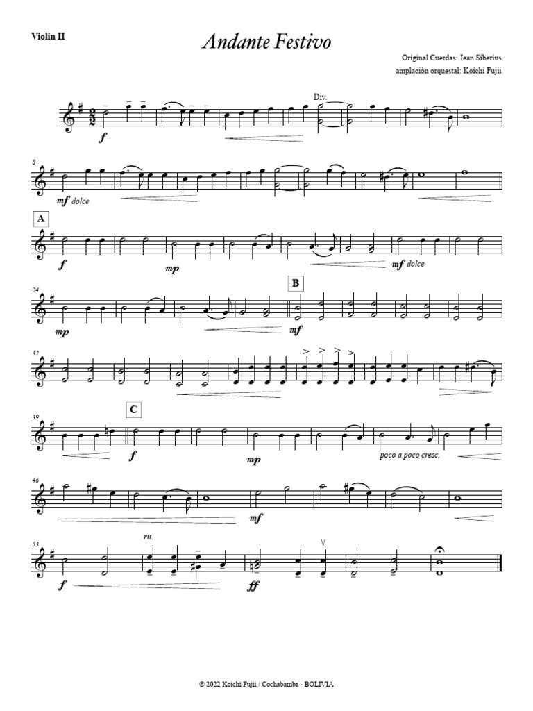 Andante Festivo - Violin II | PDF