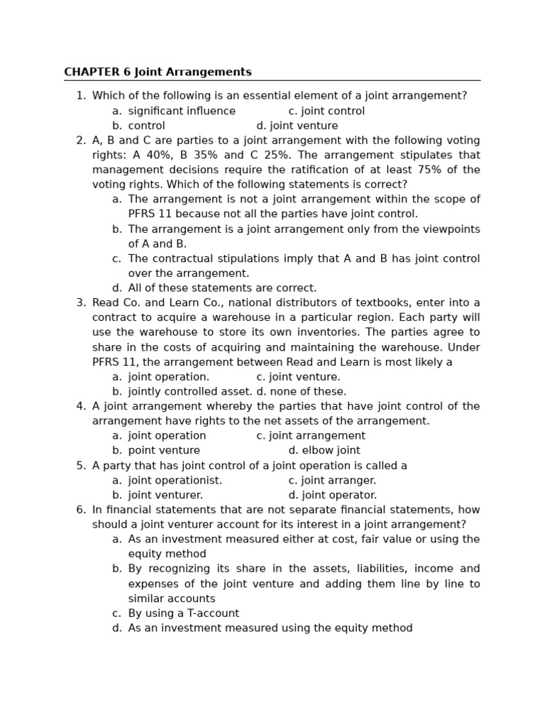 CHAPTER 6 Joint Arrangements | PDF | Debits And Credits | Equity (Finance)