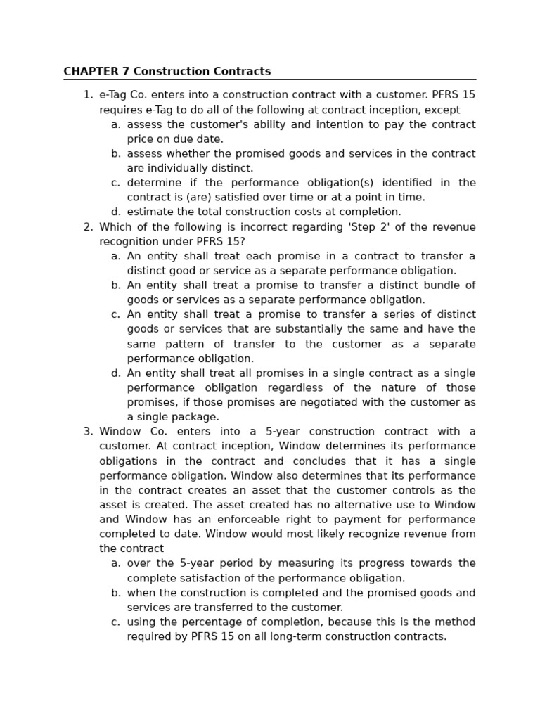 CHAPTER 7 Construction Contracts | PDF | Cost | Business