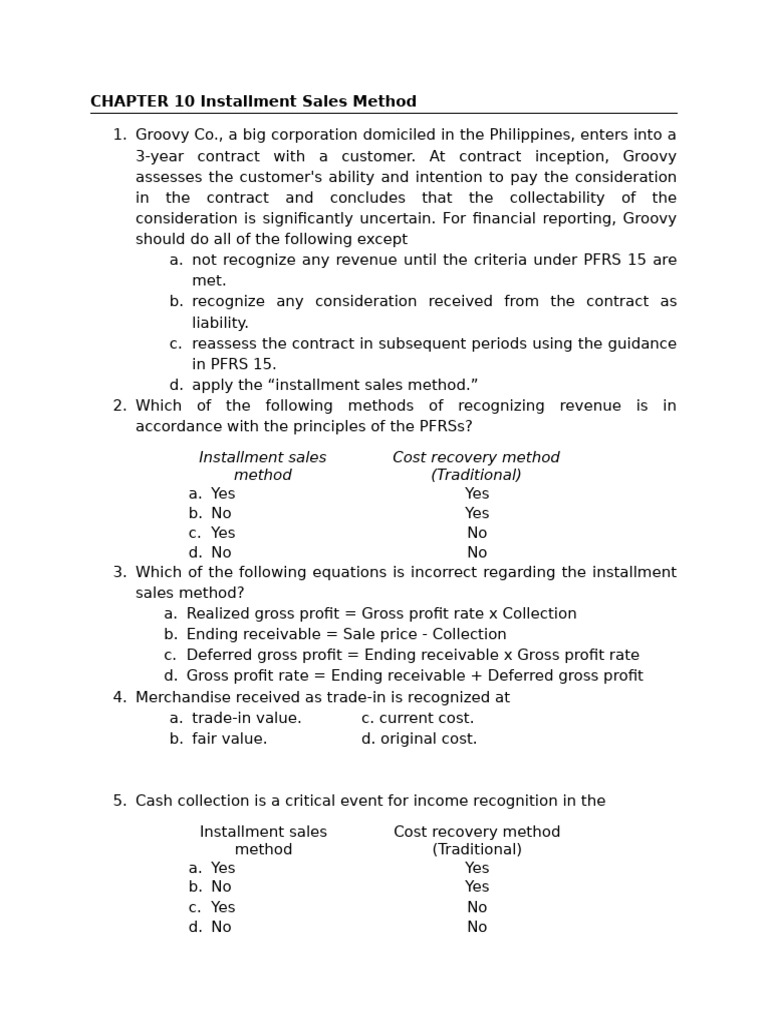 Understanding the Installment Sales Method | PDF | Financial Accounting ...