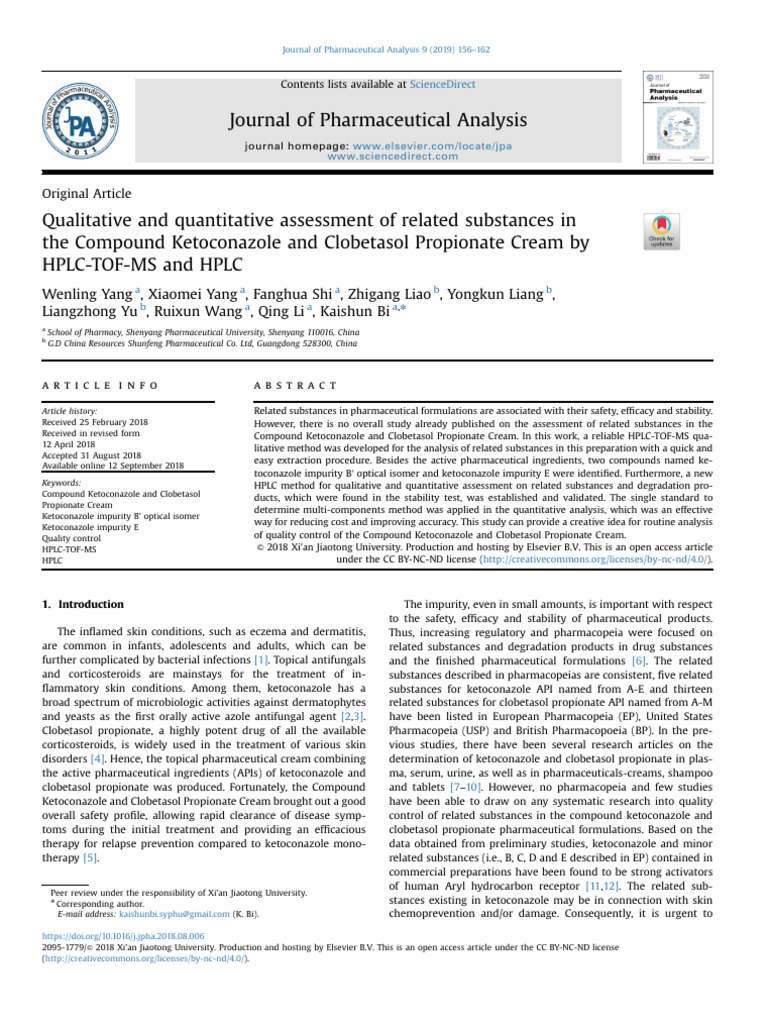 Qualitative and Quantitative Assessment of Related Substances in The Compound Ketoconazole and ...
