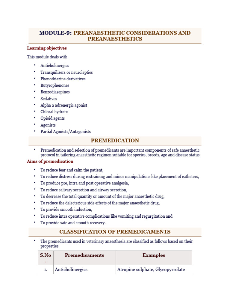 Veterinary Premedication Protocols | PDF | Fentanyl | Morphine