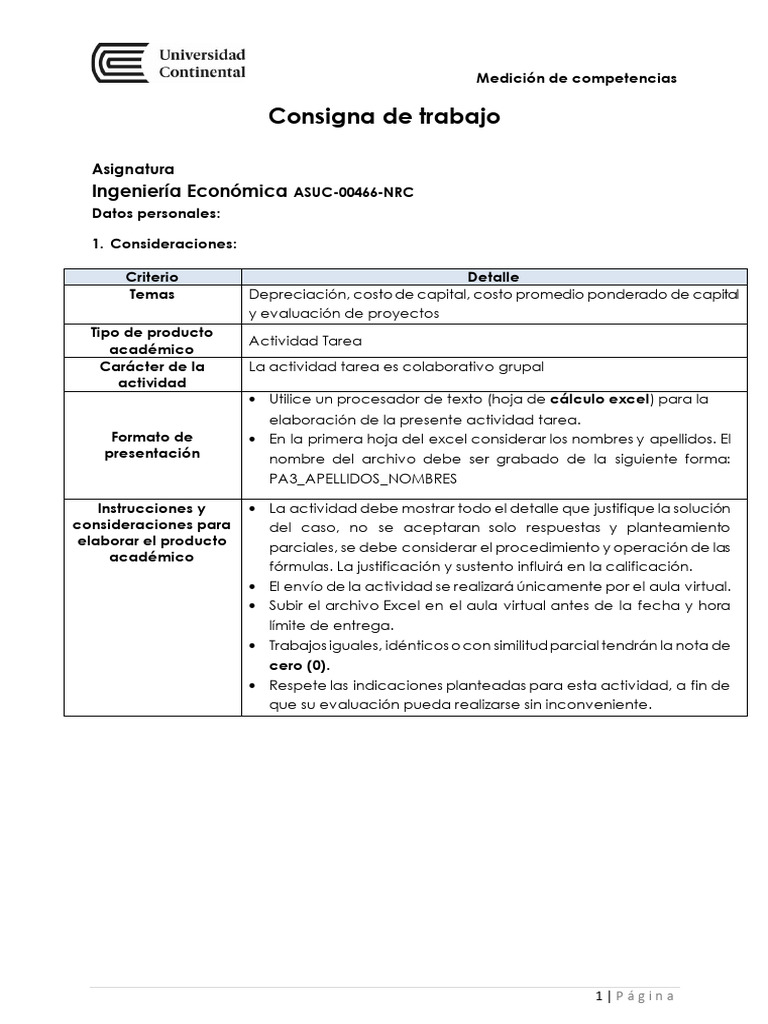 Consigna_ Medición de Competencias IE 2025 (1) | PDF | Compartir (Finanzas) | Economias