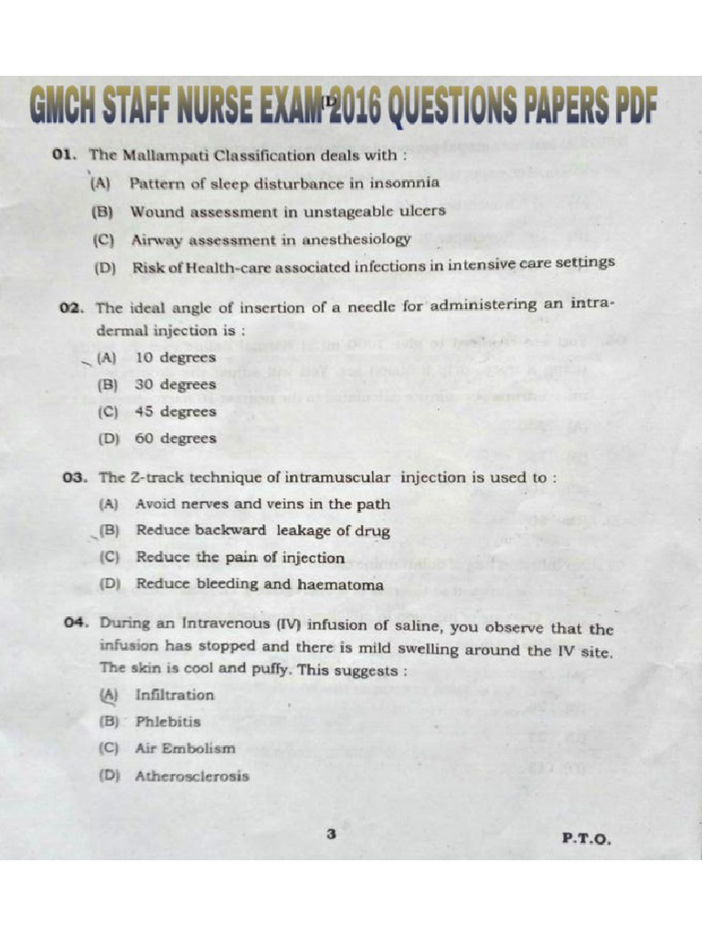 GMCH Staff Nurse Exam Question Papers | PDF