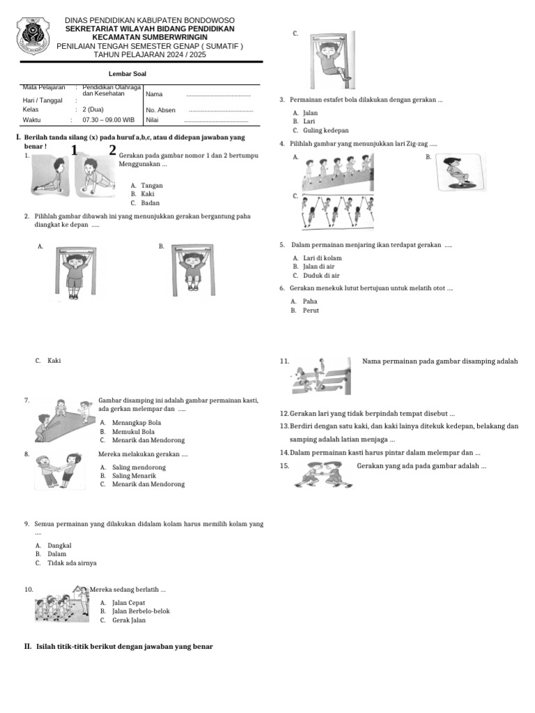 SOAL PJOK KELAS 2 | PDF
