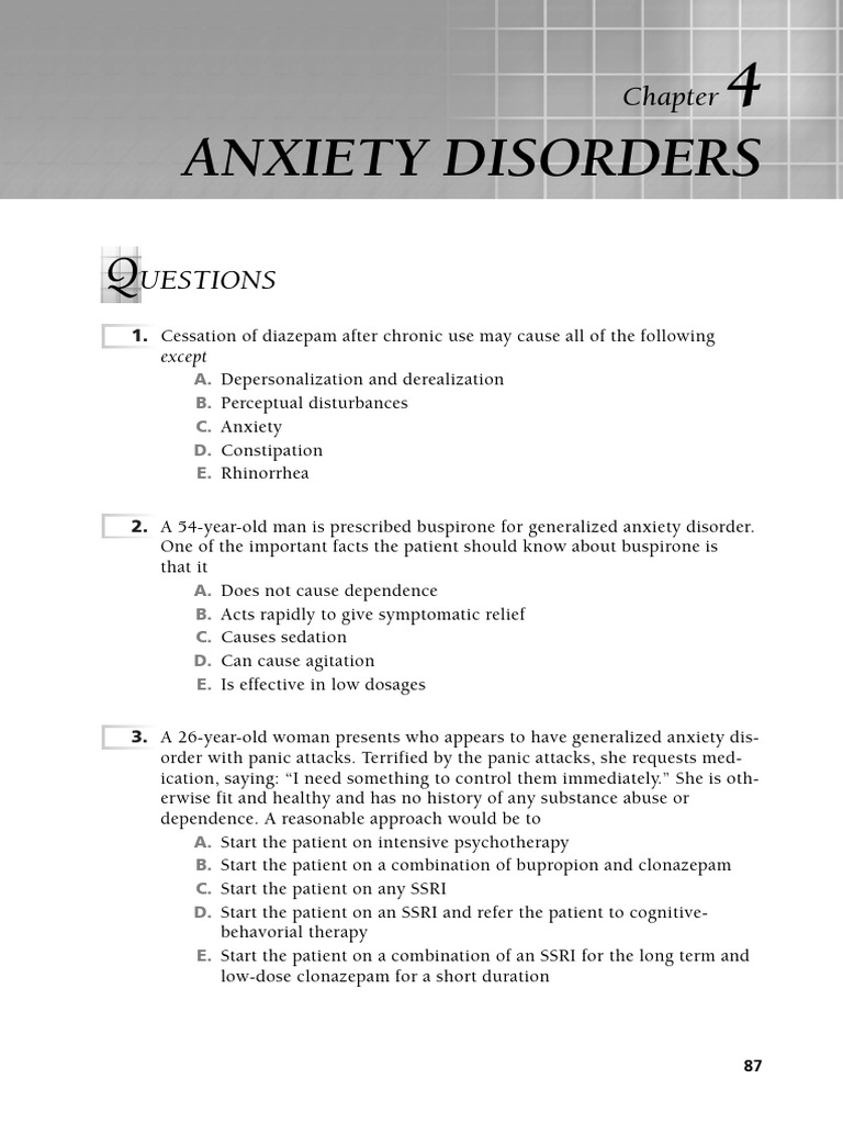 Key Questions on Anxiety Disorders | PDF | Mental Disorder | Phobia