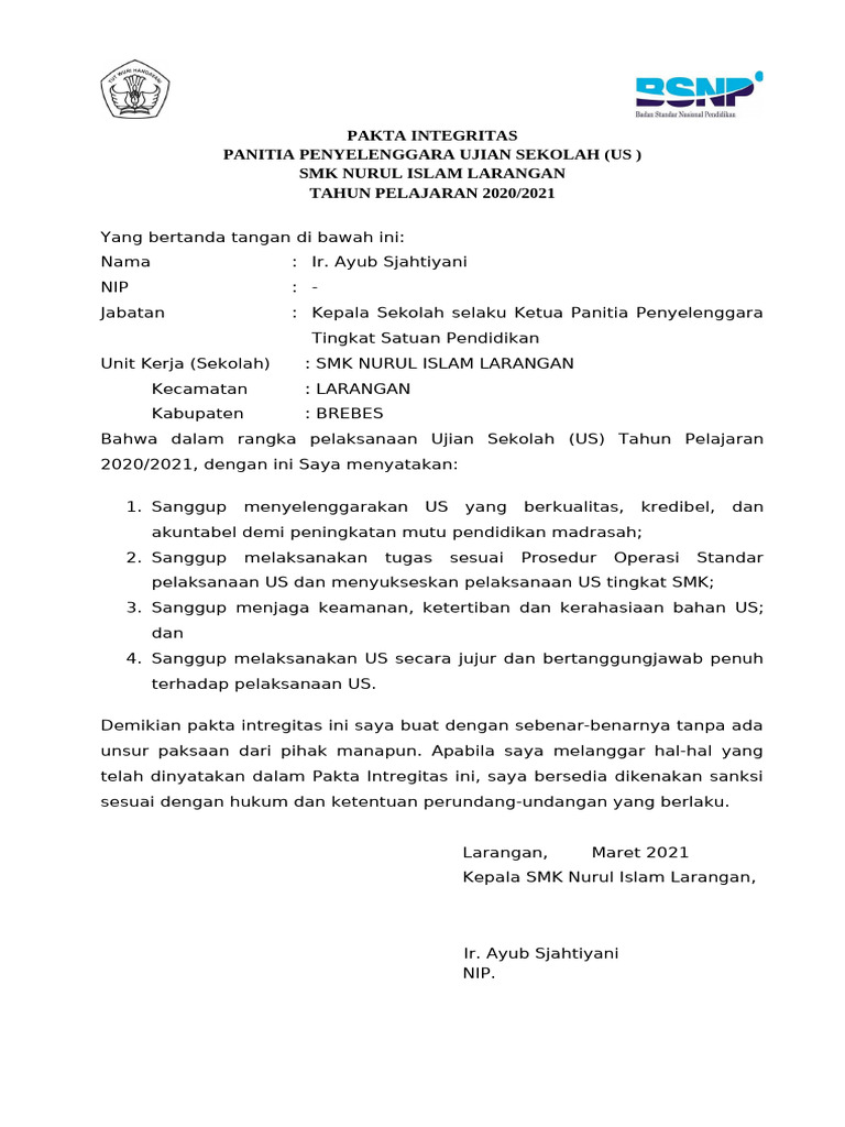 pakta-integritas-panitia-petugas-pengawas | PDF