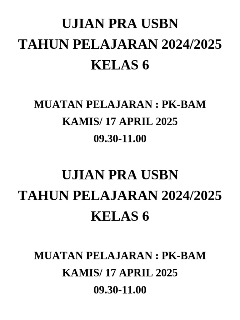 Cover Soal Ujian | PDF