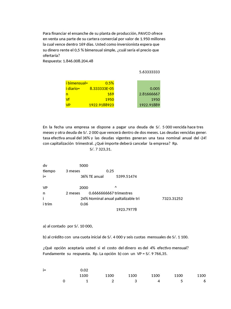 Ejercicios Tasaint - Comp | PDF | Economía monetaria | Crédito