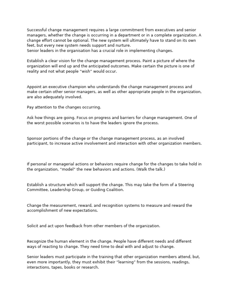 Successful Change Management Requires A Large Commitment From ...