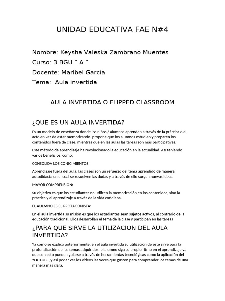 Aula Invertida | PDF | Salón de clases | Comunicación humana