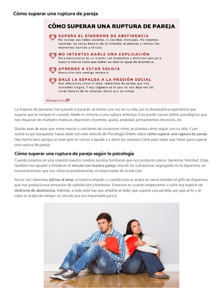Cómo Superar Una Ruptura de Pareja | PDF | Sufrimiento | Despachador de ...