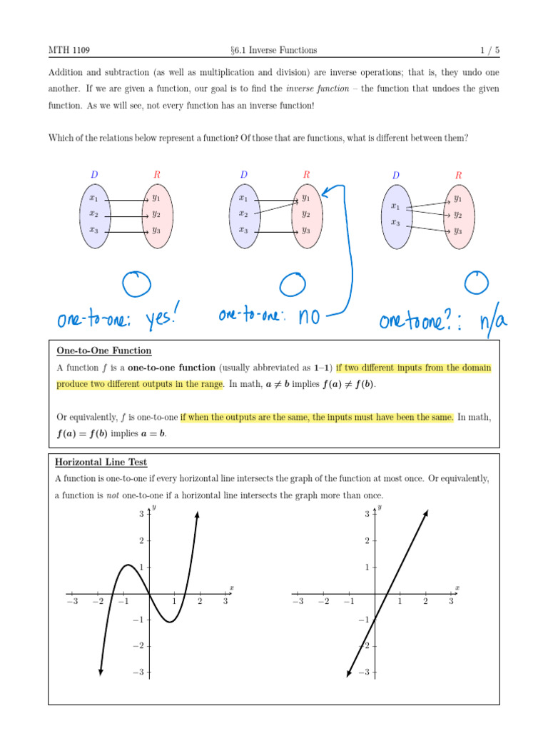 6.1 (Annotated) Inverse Functions | PDF | Function (Mathematics) | Functions And Mappings