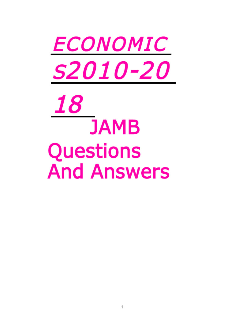 JAMB Economics Past Questions and Answers | PDF | Elasticity (Economics ...
