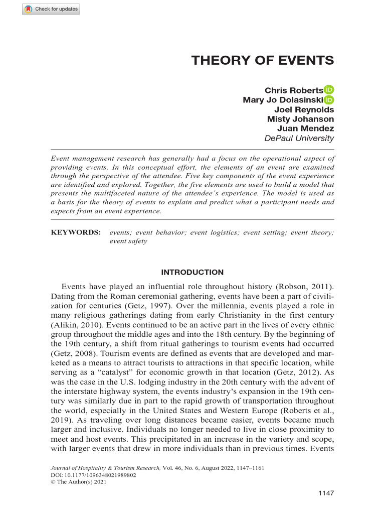 Theory of Events: Attendee Experience Model | PDF | Identity (Social ...