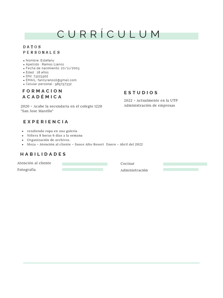 Currículum Estefany Ramos | PDF