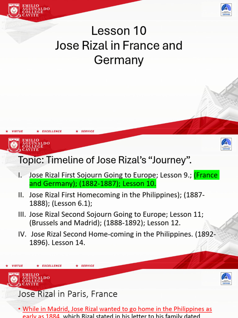 Lesson 10 Jose Rizal in France and Germany | PDF