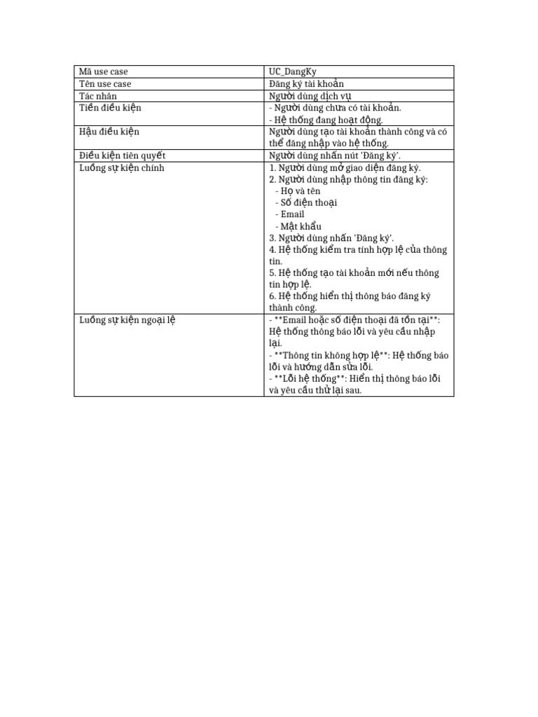 Usecase DangKy | PDF